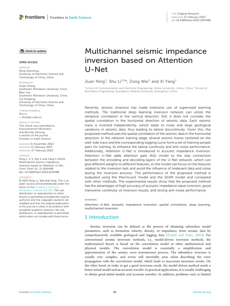Multichannel Seismic Impedance Inversion Based On | PDF | Inverse ...