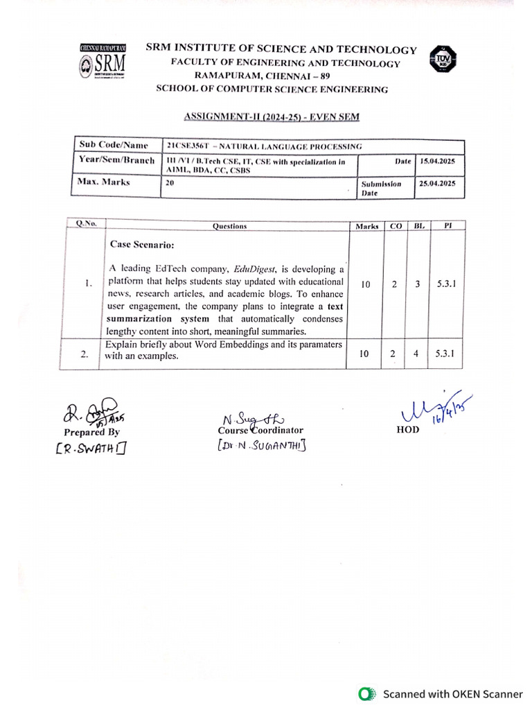 NLP Assignment 2 Questions | PDF