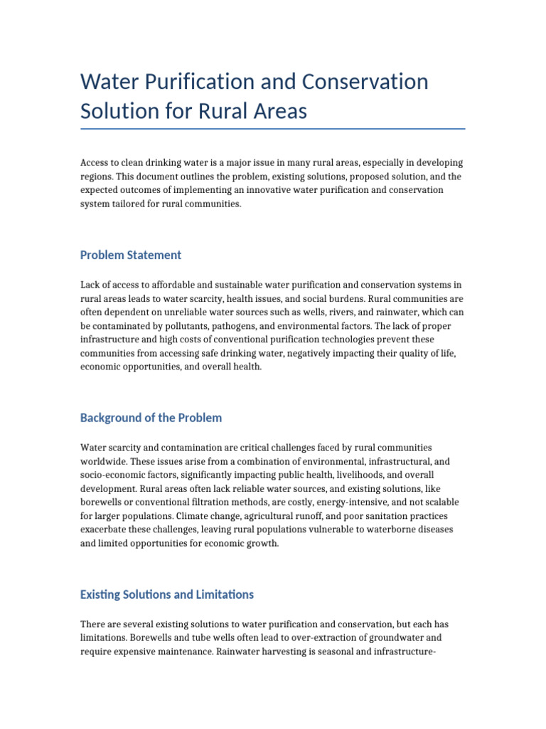 Water Purification Solution Summary | PDF | Water Purification | Water