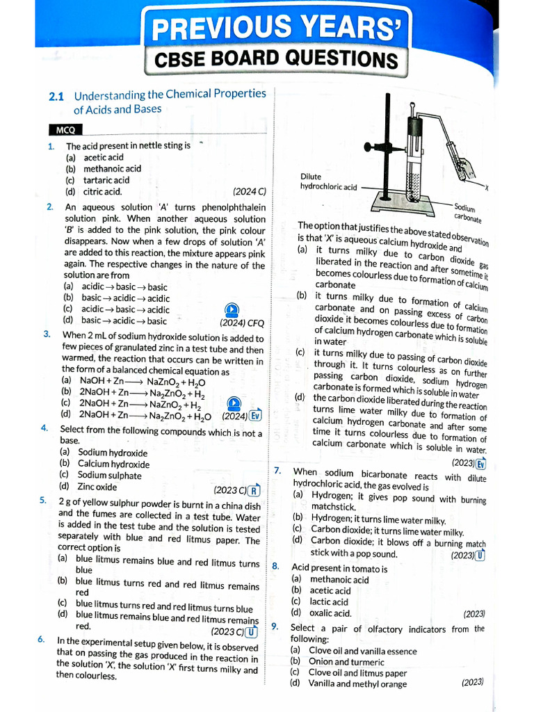 Acids, Bases & Salts 10 Years - HHW | PDF