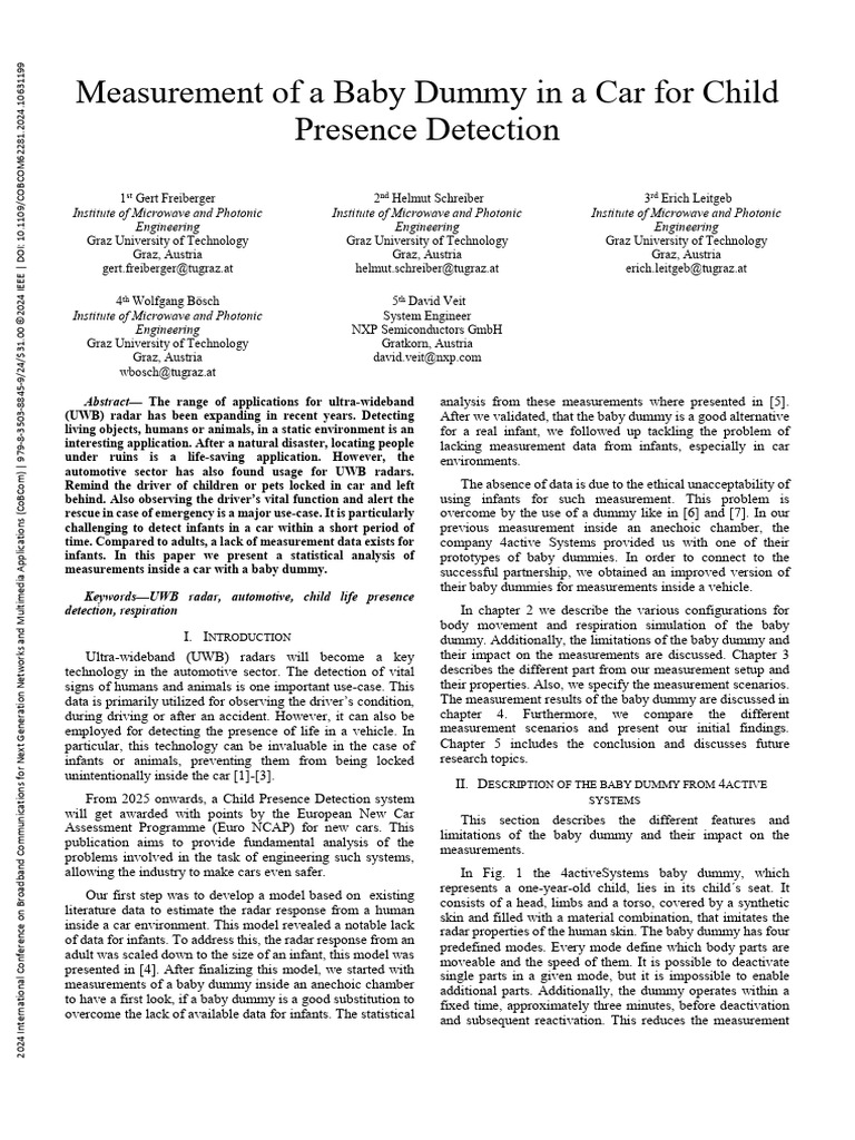 Measurement of A Baby Dummy in A Car For Child Presence Detection | PDF ...