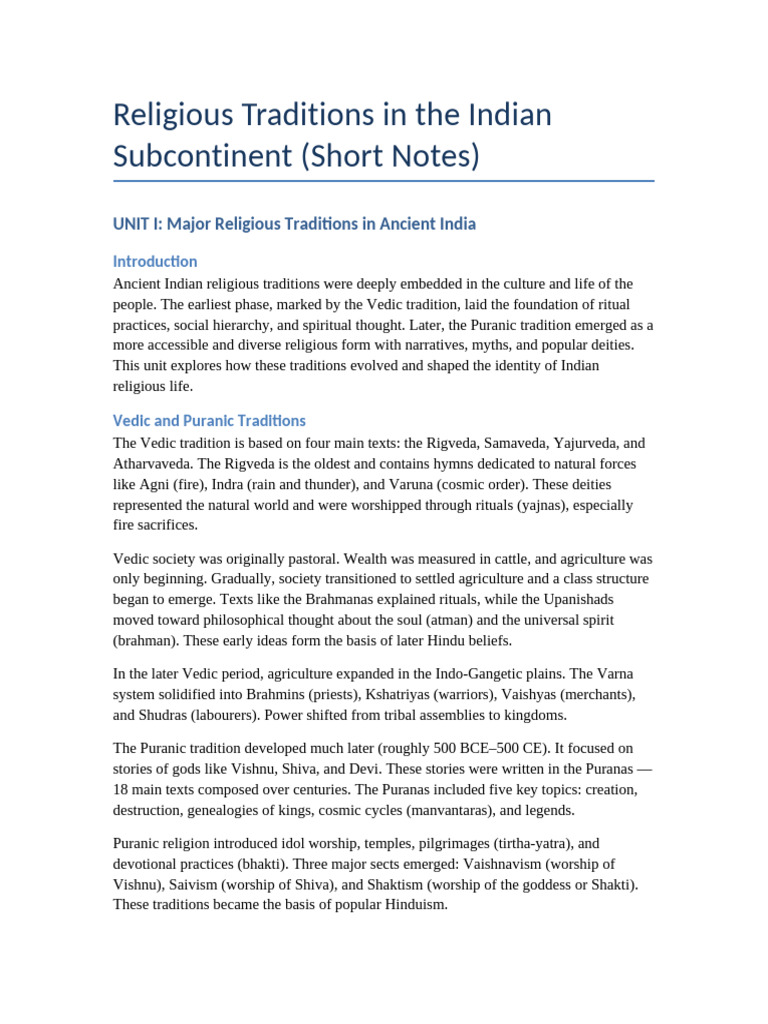 Ancient Indian Religious Traditions | PDF | Vedas | Hindu Deities