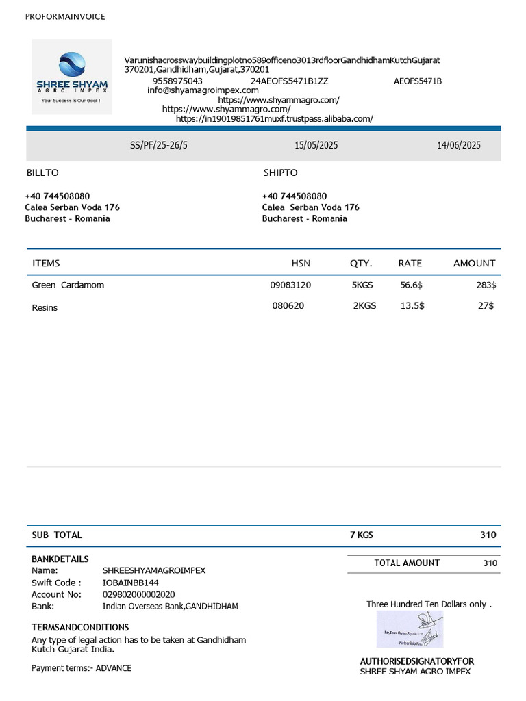 Van Coffeeworks LTD Proforma Invoice Ss PF 25-26-3 2 | PDF