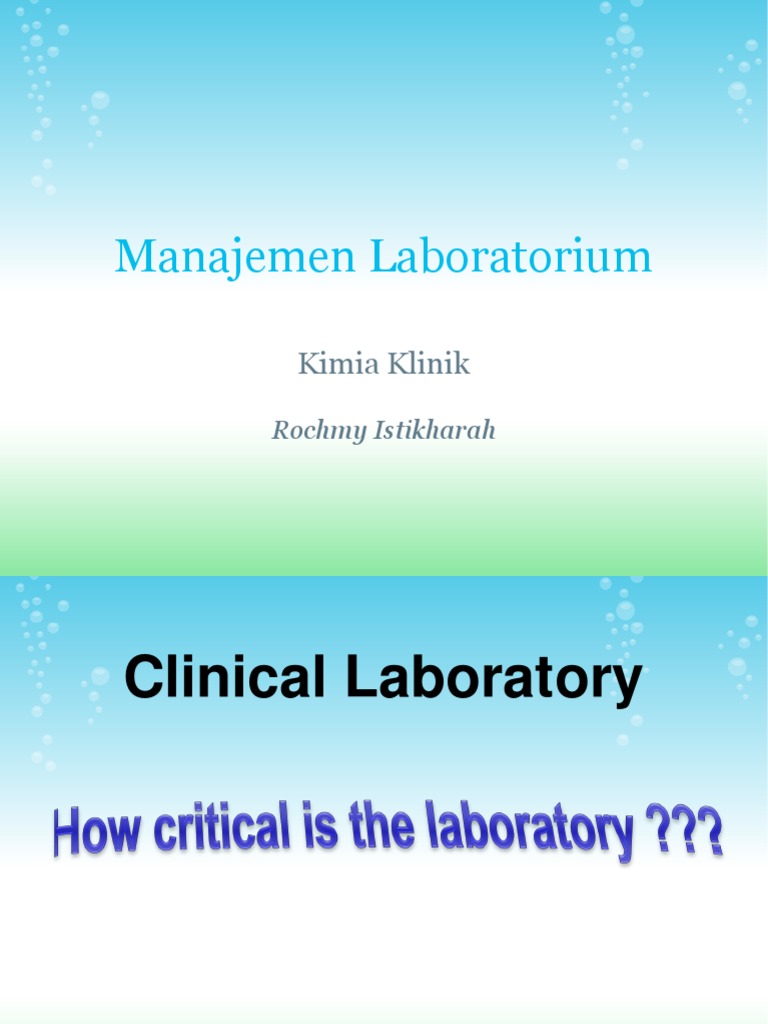 Manajemen Laboratorium: Kimia Klinik | PDF | Quality Assurance ...