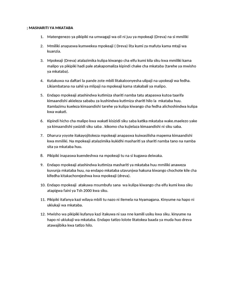 Mashariti Ya Mkataba | PDF