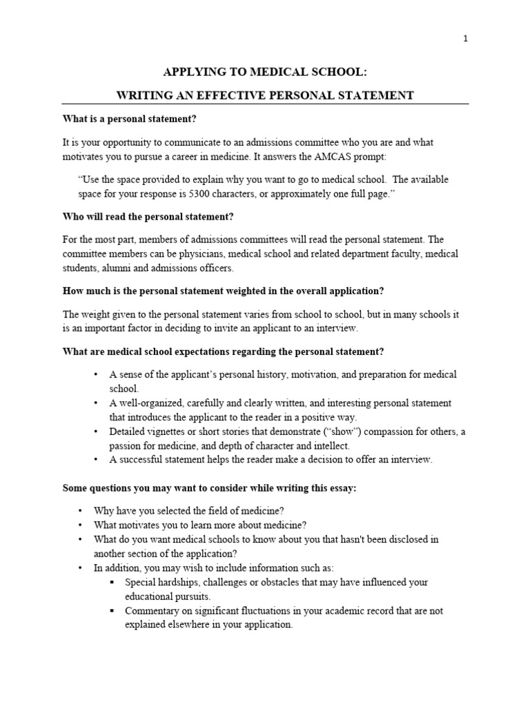 Med School Statement Guidelines and Prompts 2021 | PDF | Medical School ...