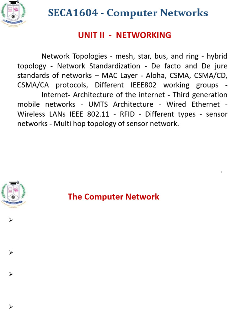 Unit II - Networking - Computer Networks (1) | PDF | Network Topology | Computer Network