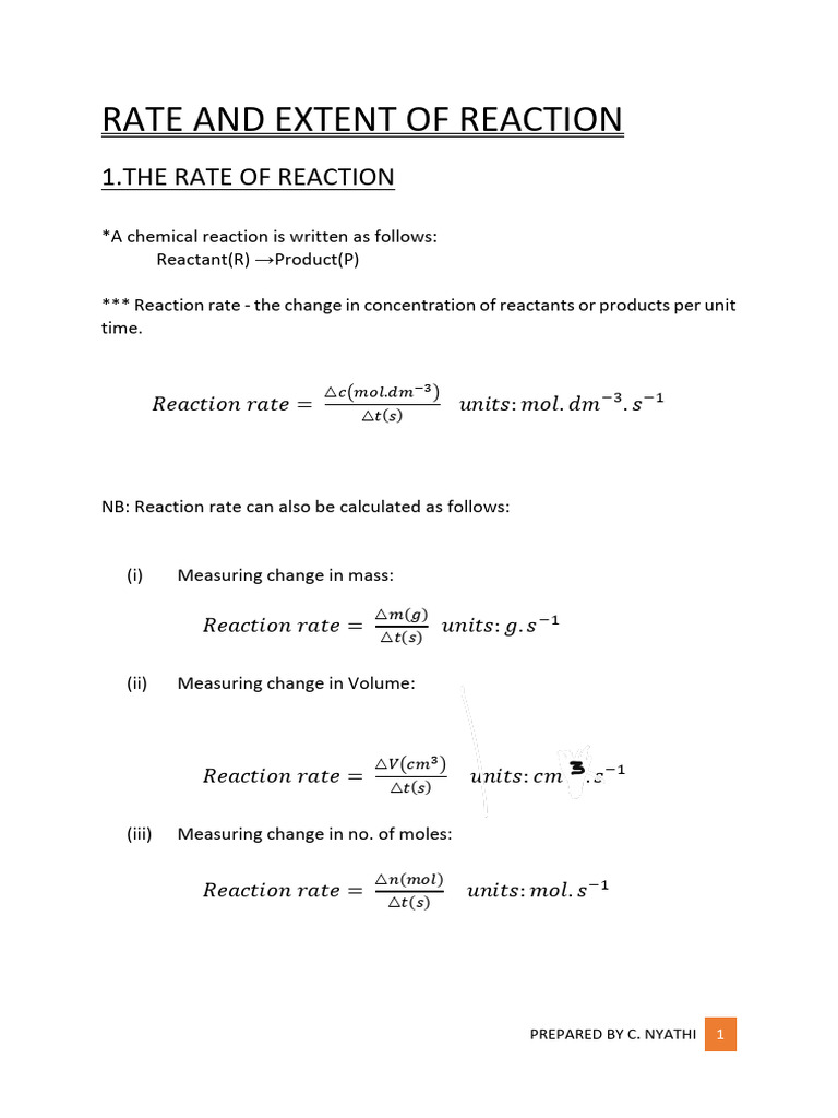 Reaction Rate and Influencing Factors | PDF | Reaction Rate | Chemical ...