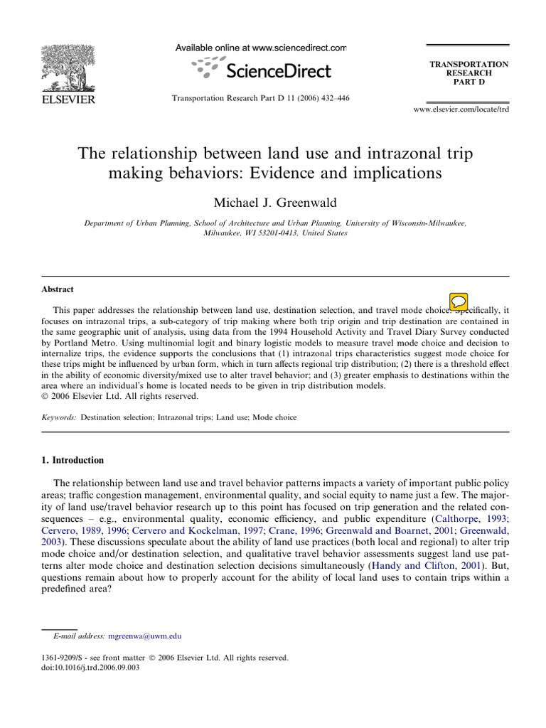 Greenwald 2006 - Intrazonal Trips | PDF