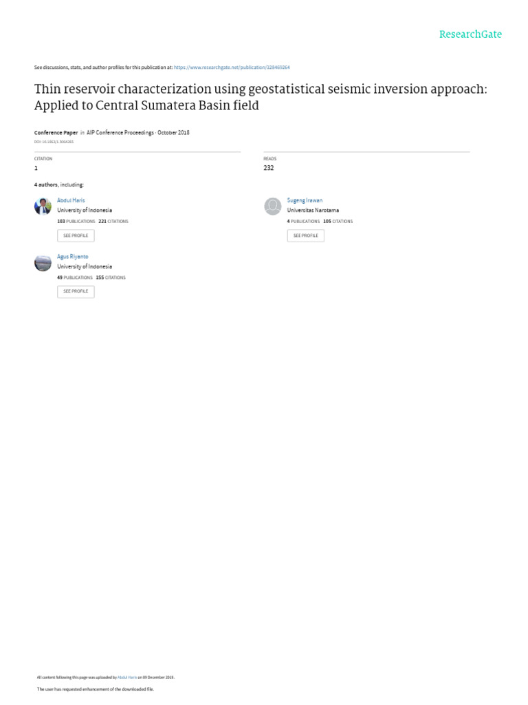 Thin Reservoir Characterization Using Geostatistical Seismic Inversion Approach | PDF | Geology ...