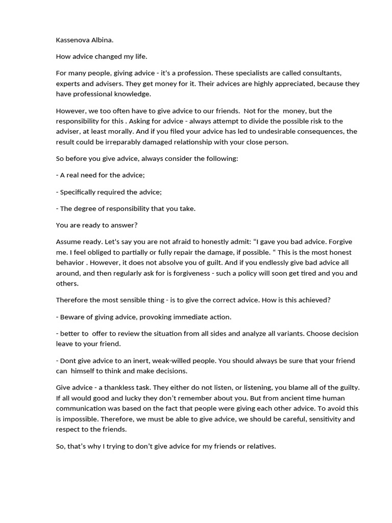 The Art of Giving Advice Wisely | PDF
