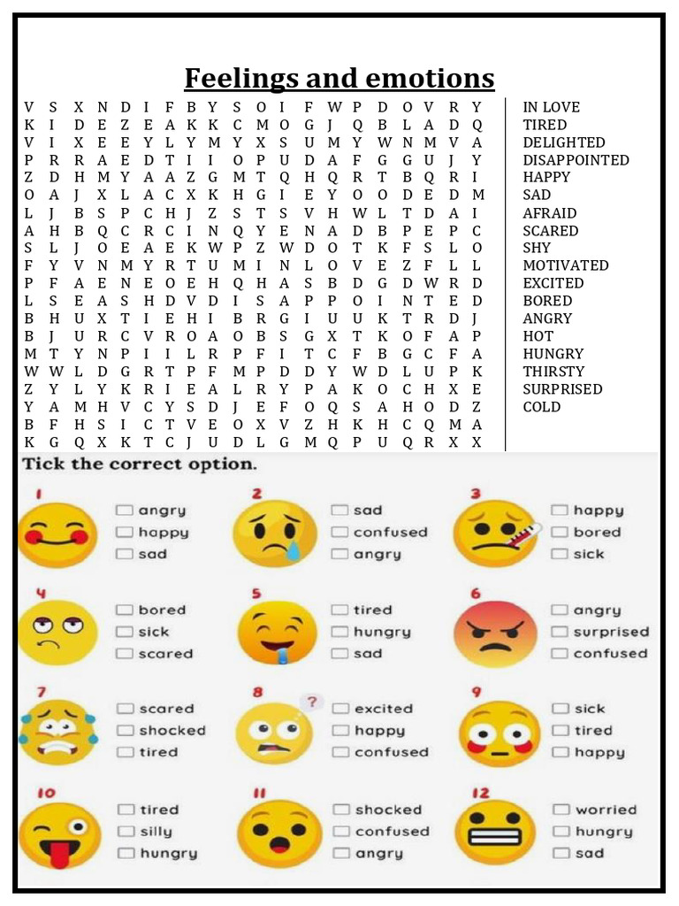 Feelings and Emotions Matching Picture | PDF