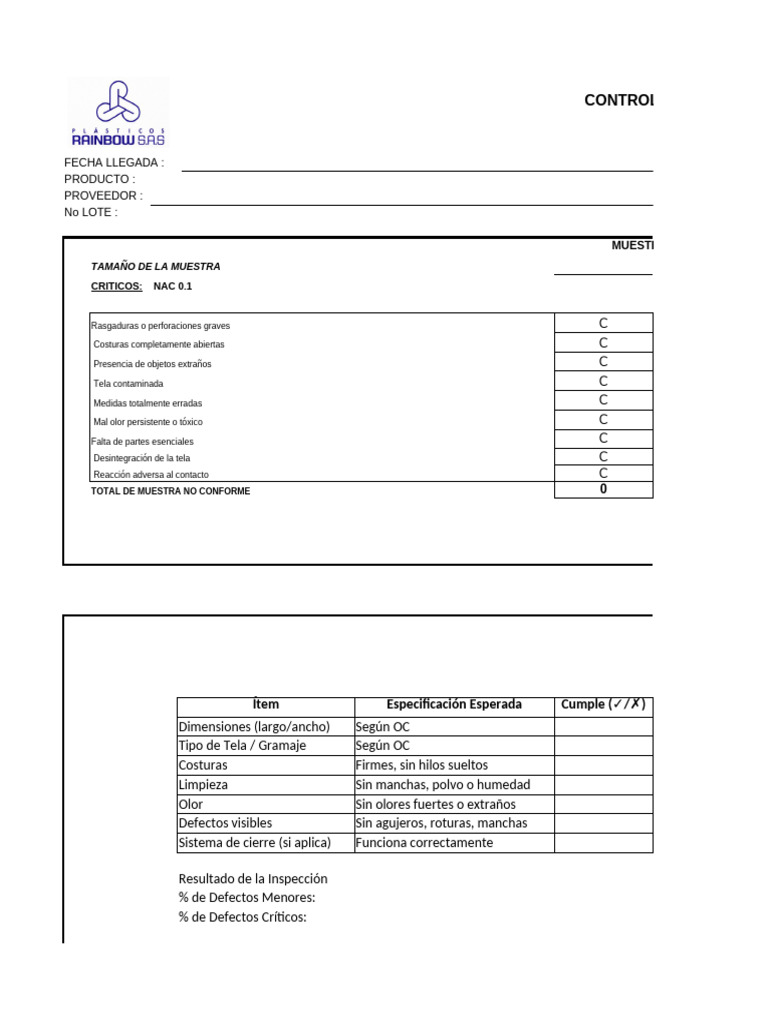 CC-FOR-05 control de aceptacion Tula | PDF