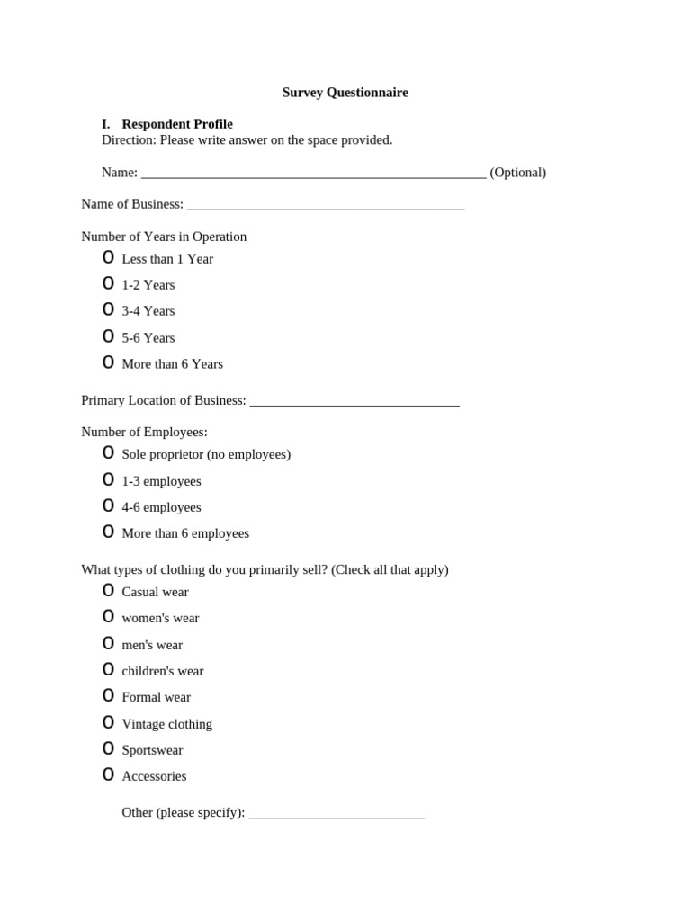 Survey Questionnaire Resale Clothing | PDF | Social Media Marketing ...