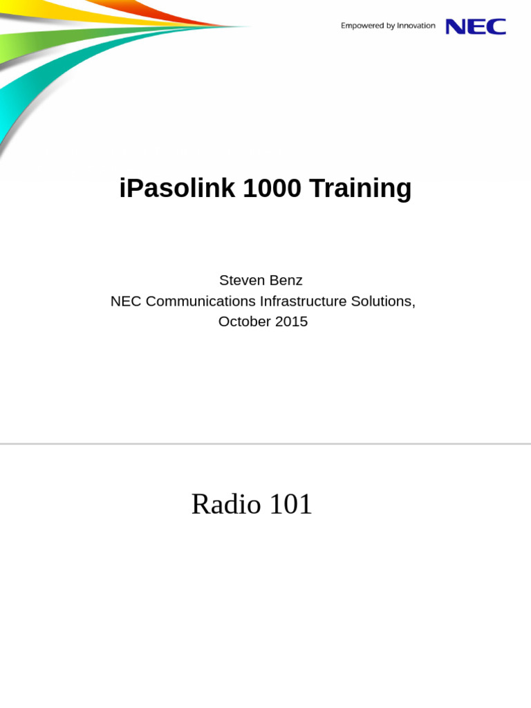 Engineering IPasolink 1000 Training AsA | PDF | Radio Spectrum | Antenna (Radio)