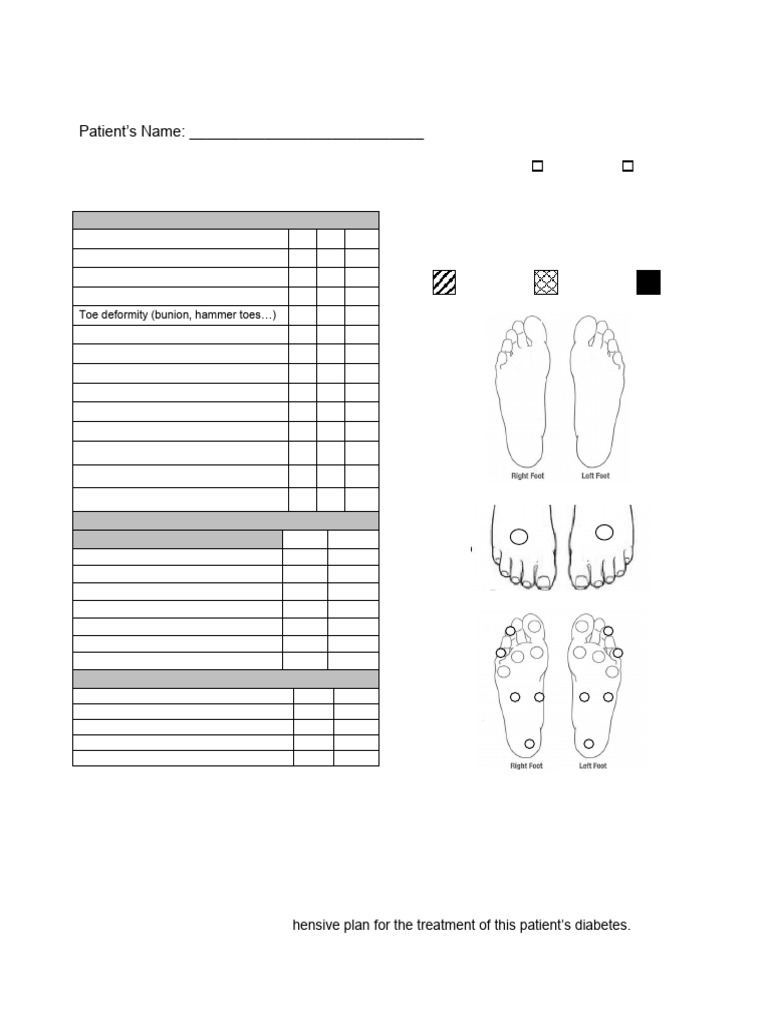 Annual Diabetic Foot Exam Form | PDF