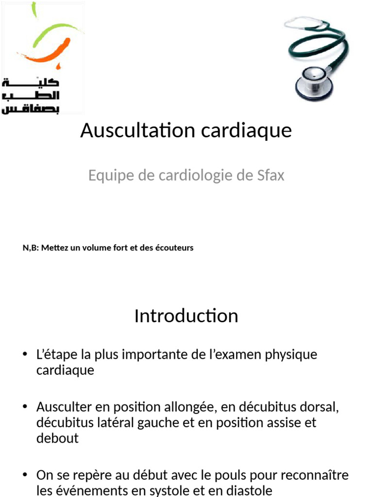 Techniques d'Auscultation Cardiaque | PDF | Physiologie ...