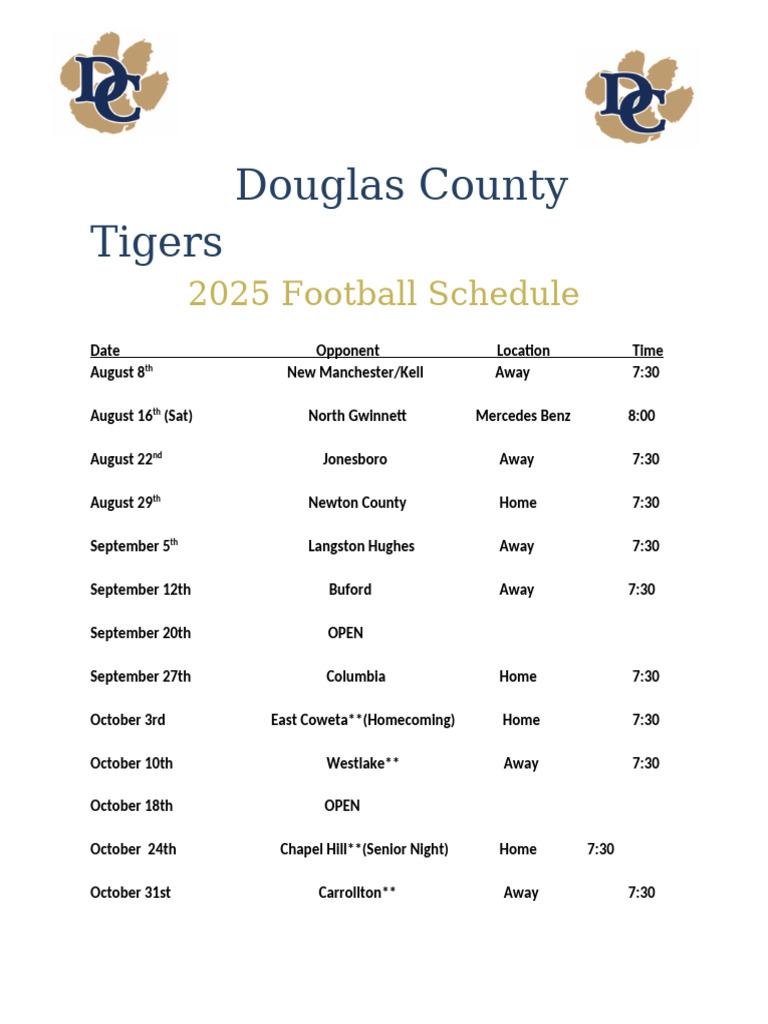 2025 Football Schedule - Final Schedule | PDF