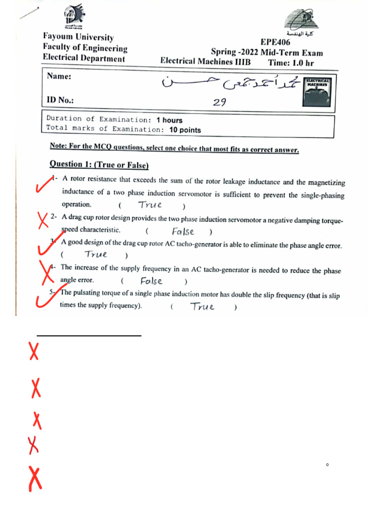 True or False & MCQ - Special Machines | PDF | Electric Motor ...
