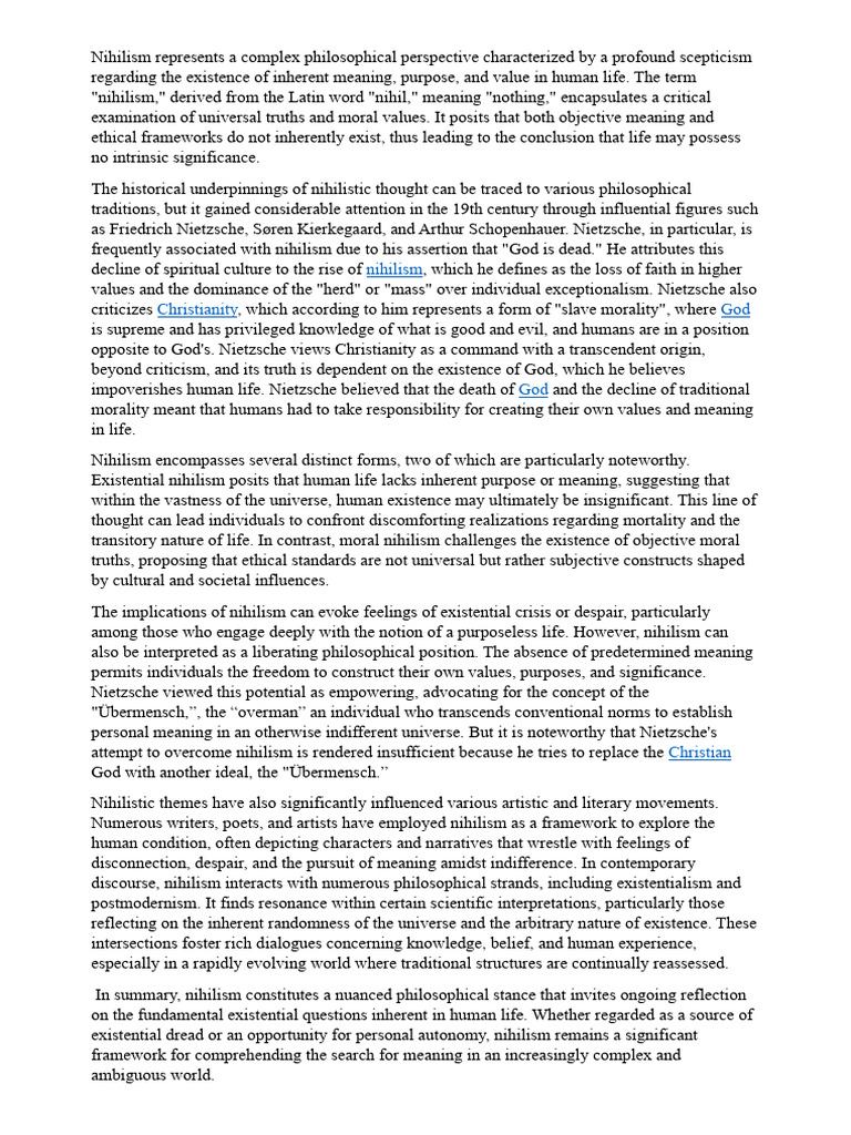 WH Presentation On Nihilism | PDF | Nihilism | Friedrich Nietzsche