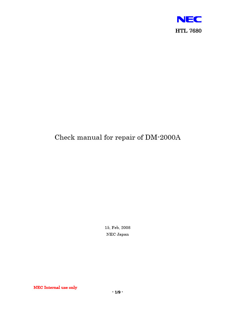 Check Manual For Repair of DM-2000A - Ver001 | PDF | Analog To Digital ...