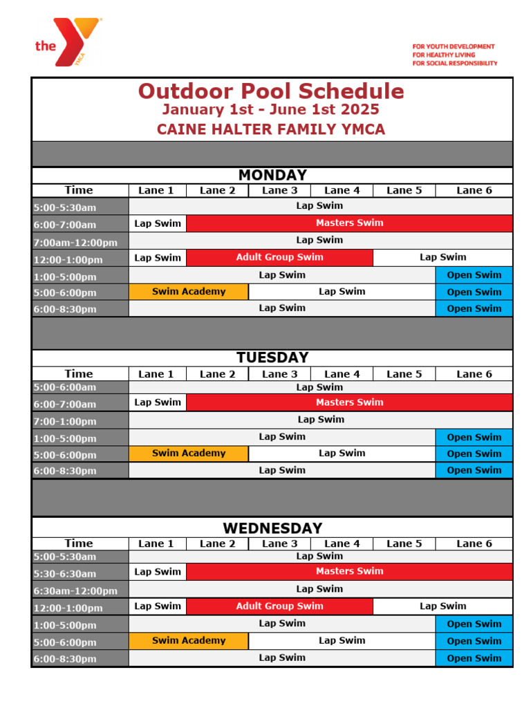 CH Outdoor Pool Jan - June 1, 2025 | PDF