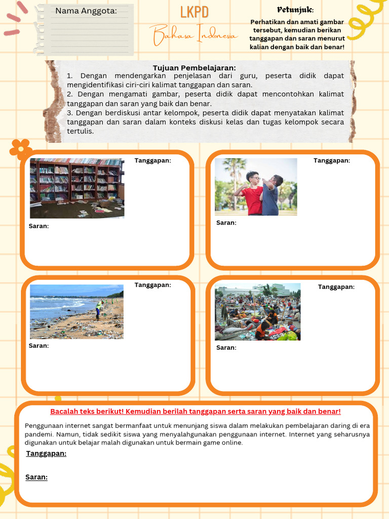 Contoh Tanggapan dan Saran Kelas 3-5 SD | PDF