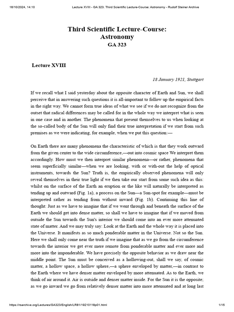 Lecture XVIII - GA 323. Third Scientific Lecture-Course - Astronomy ...