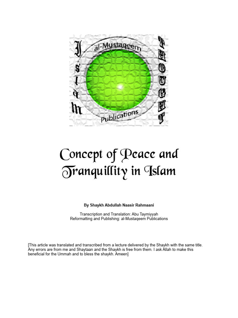 Concept of Peace and Tranquility in Islam | PDF | God In Islam | Moses ...