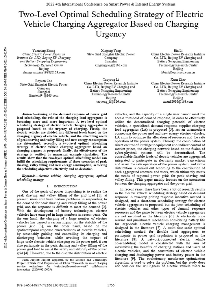 Two-Level Optimal Scheduling Strategy of Electric Vehicle Charging Aggregator Based On Charging ...