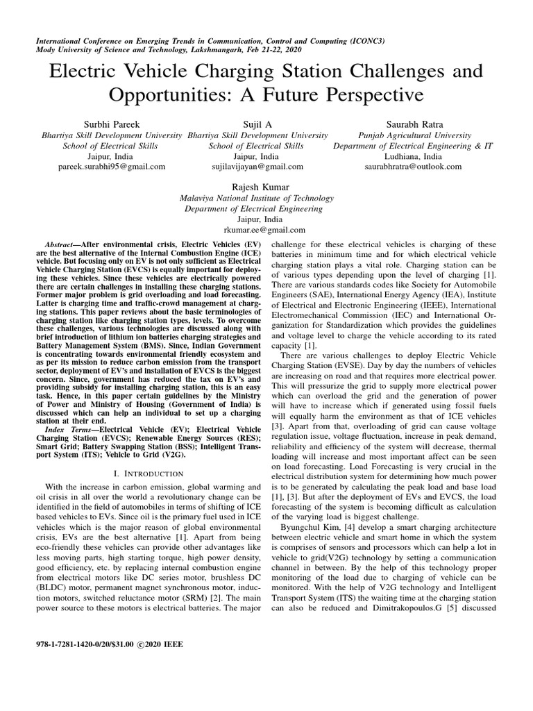Electric Vehicle Charging Station Challenges and Opportunities A Future Perspective | PDF ...