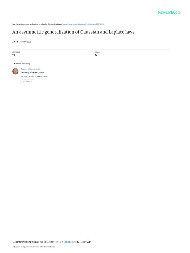 An Asymmetric Generalization of Gaussian and Lapla | PDF | Normal ...