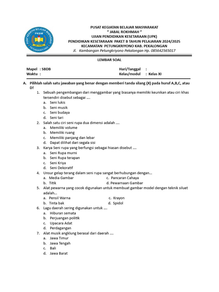 Soal SBK Kelas 9 | PDF