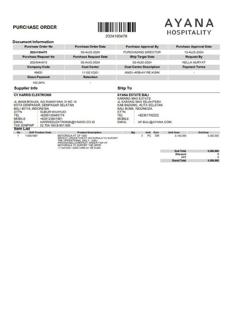 PO Ayana - 2024 - Nella - Vicky | PDF