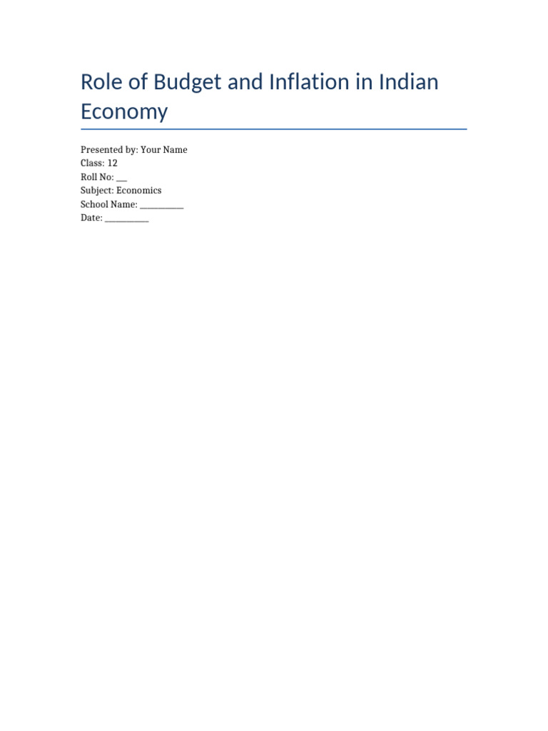 Enhanced Role of Budget and Inflation Project | PDF | Inflation ...
