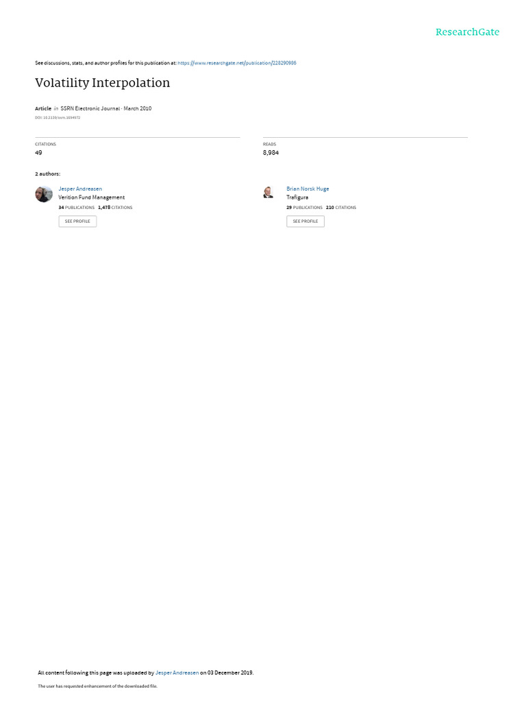 Volatility Interpolation | PDF | Option (Finance) | Applied Mathematics