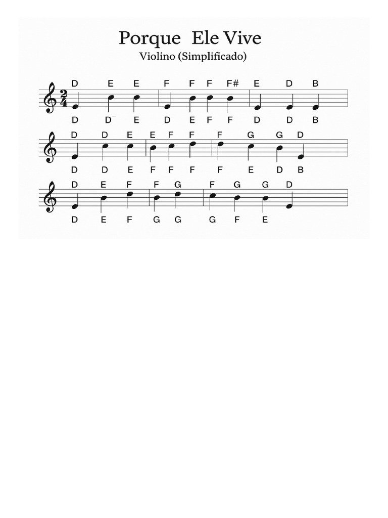 Porque Ele Vive Violino Simplificado | PDF