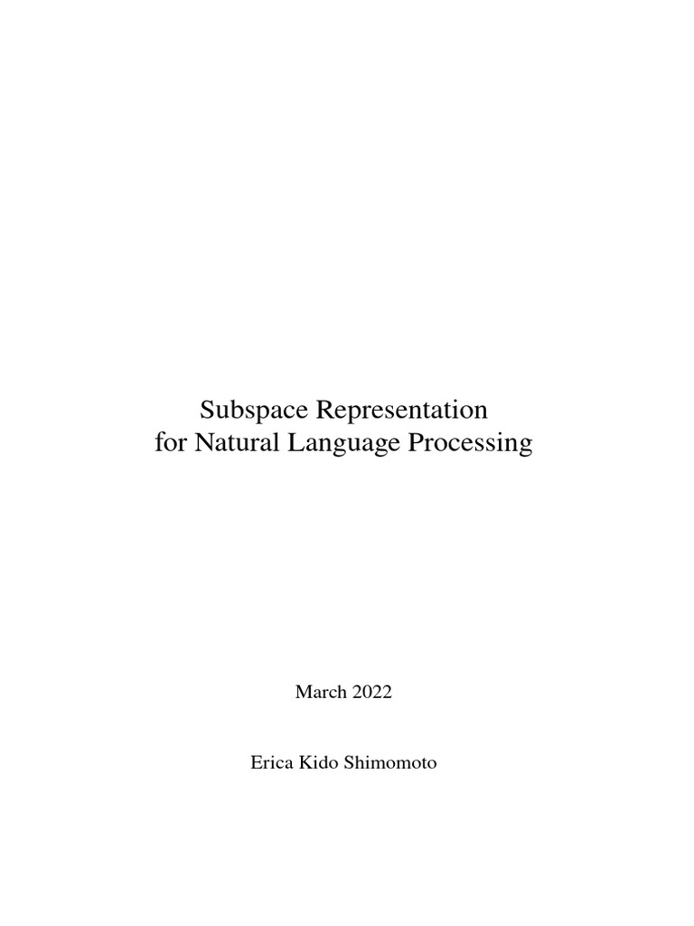 Subspace Representation for Natural Language Processing | PDF | Principal Component Analysis ...