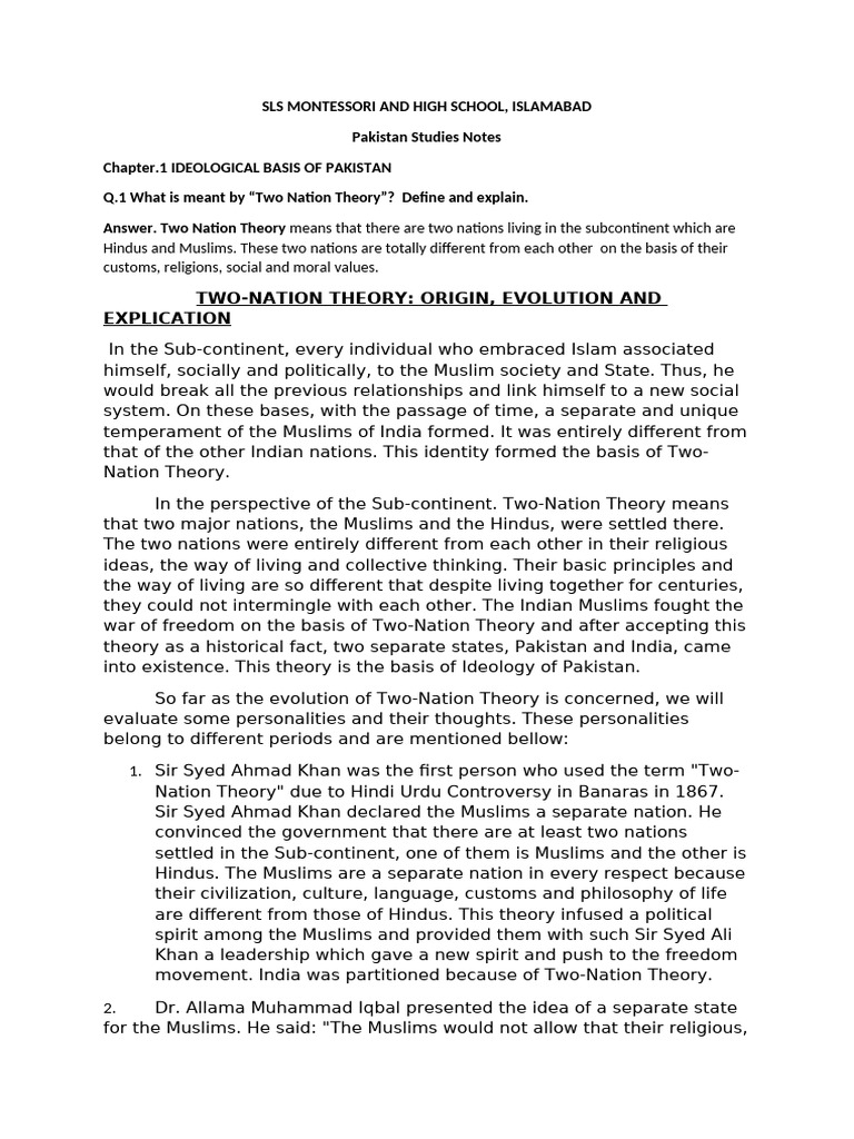 00000327-Pak StudiesNotes1 | PDF | Two Nation Theory | Muhammad Ali Jinnah
