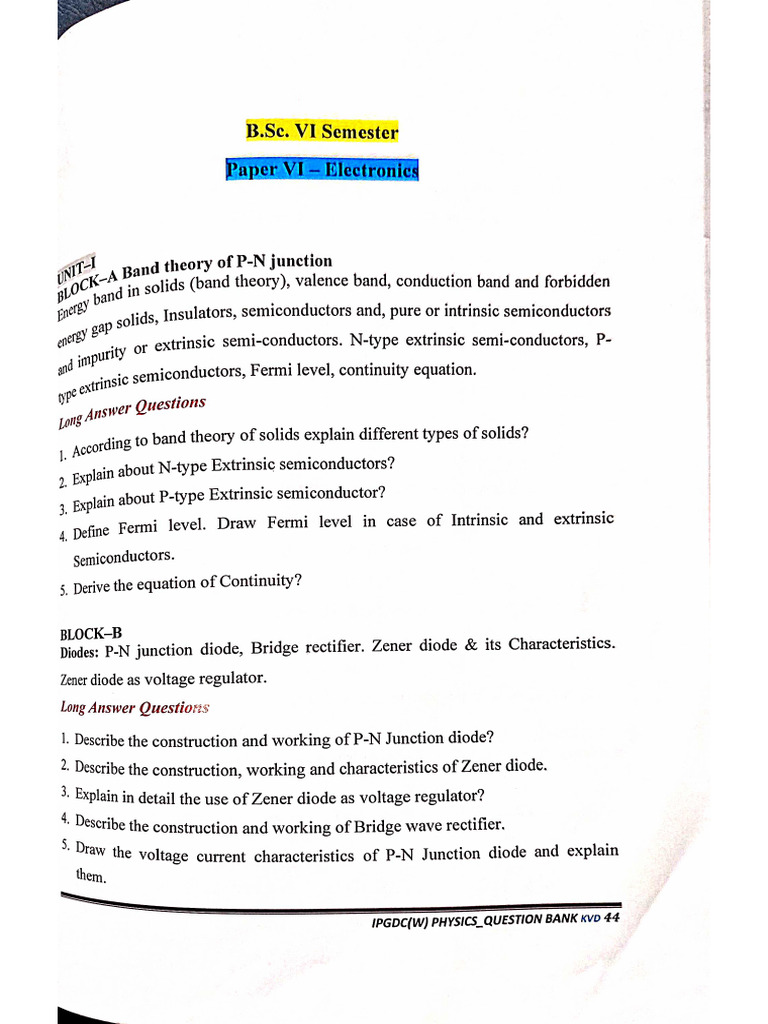 Sem 6 Physics Imp | PDF