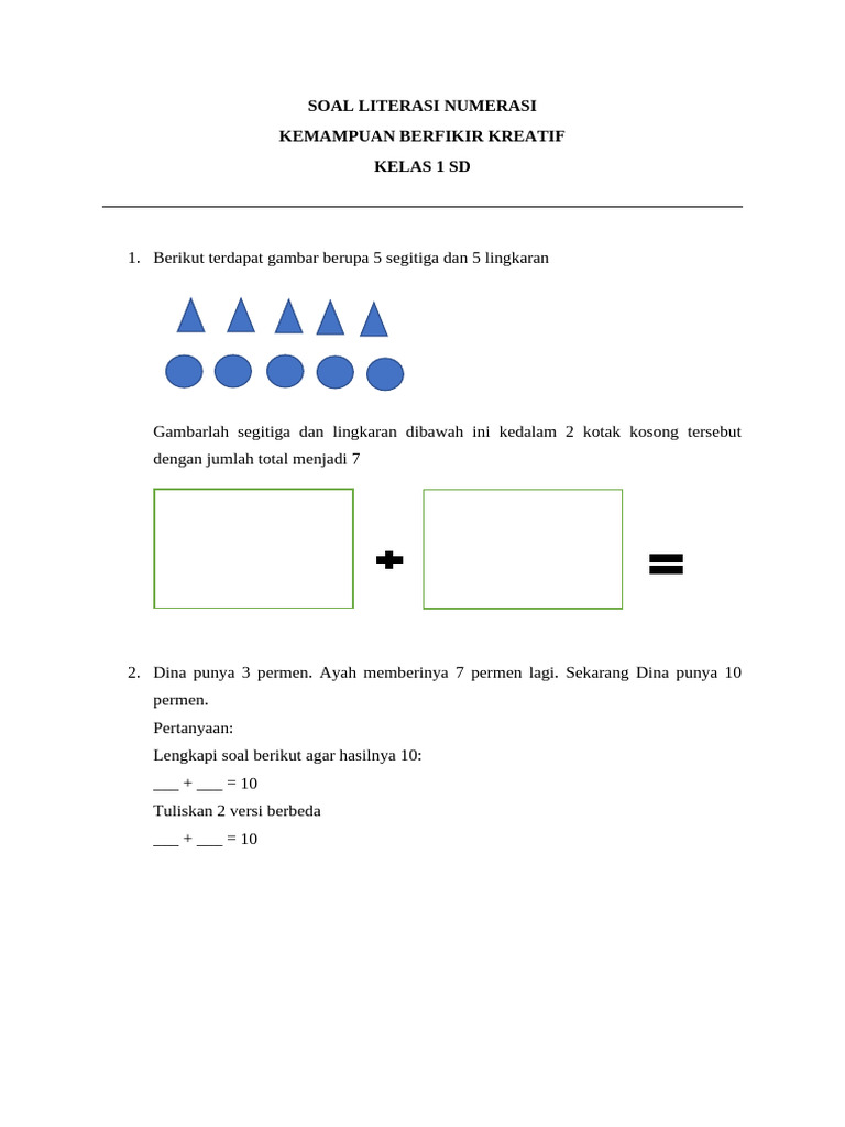 Soal Literasi Numerasi - Kel 1 | PDF