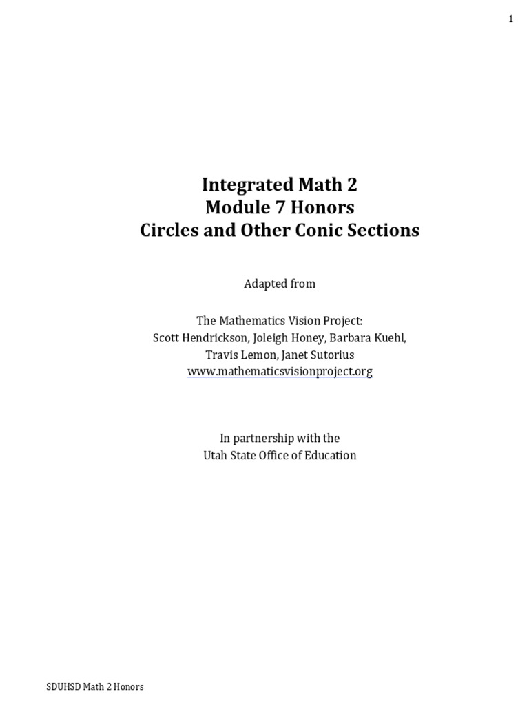 2018-19 SDUHSD Math 2 Honors Module 7H SE | PDF | Ellipse ...