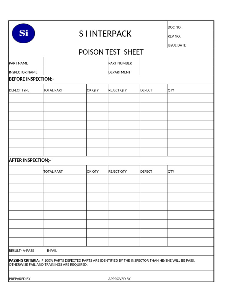 Poison Test Sheet | PDF