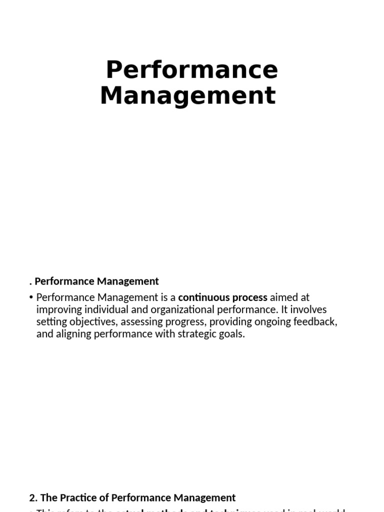 Performance Management 1 | PDF