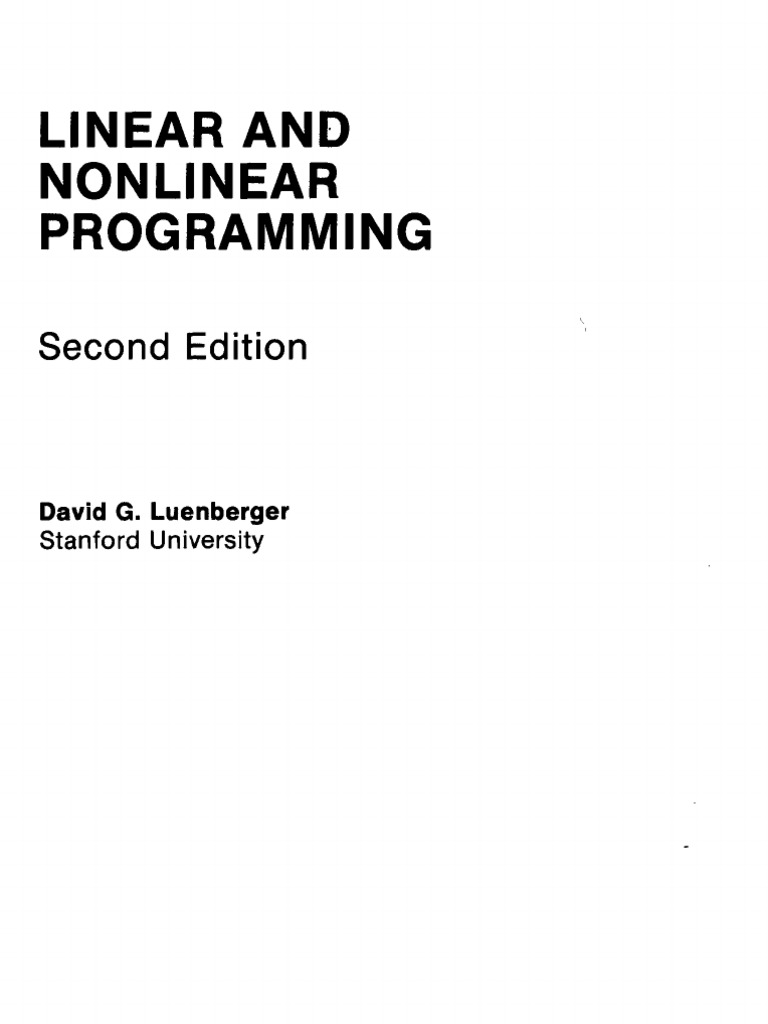 Linear And Nonlinear Programming