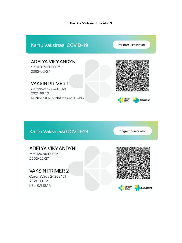 Kartu Vaksin Covid | PDF