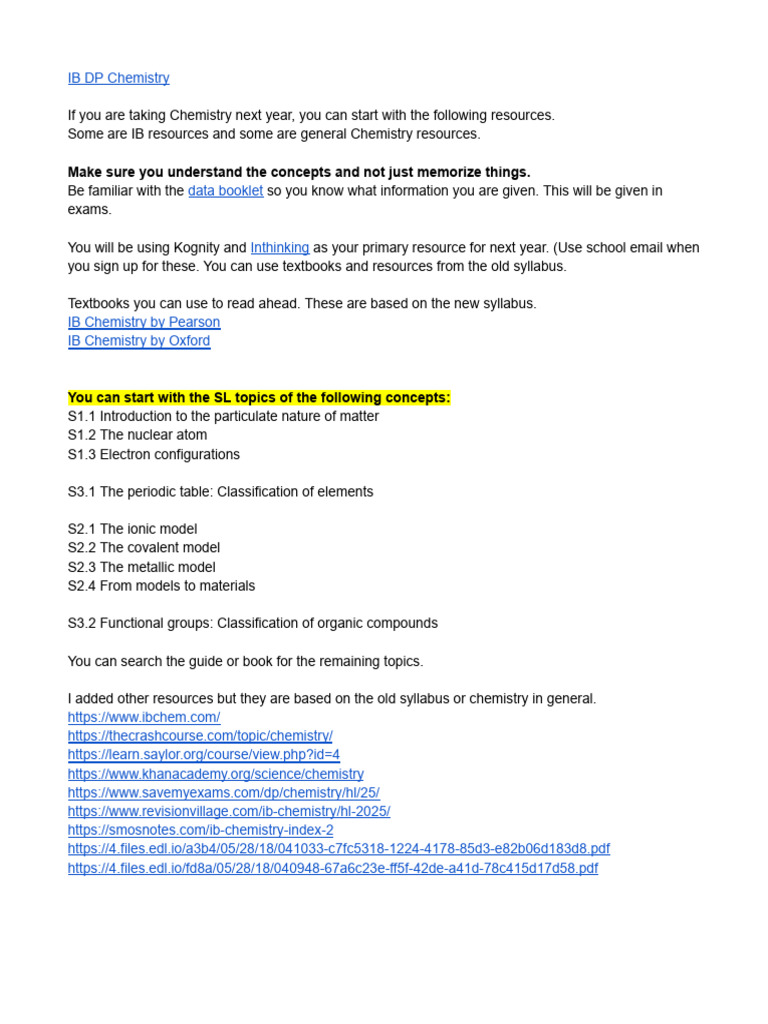 IB DP Chemistry Prep | PDF