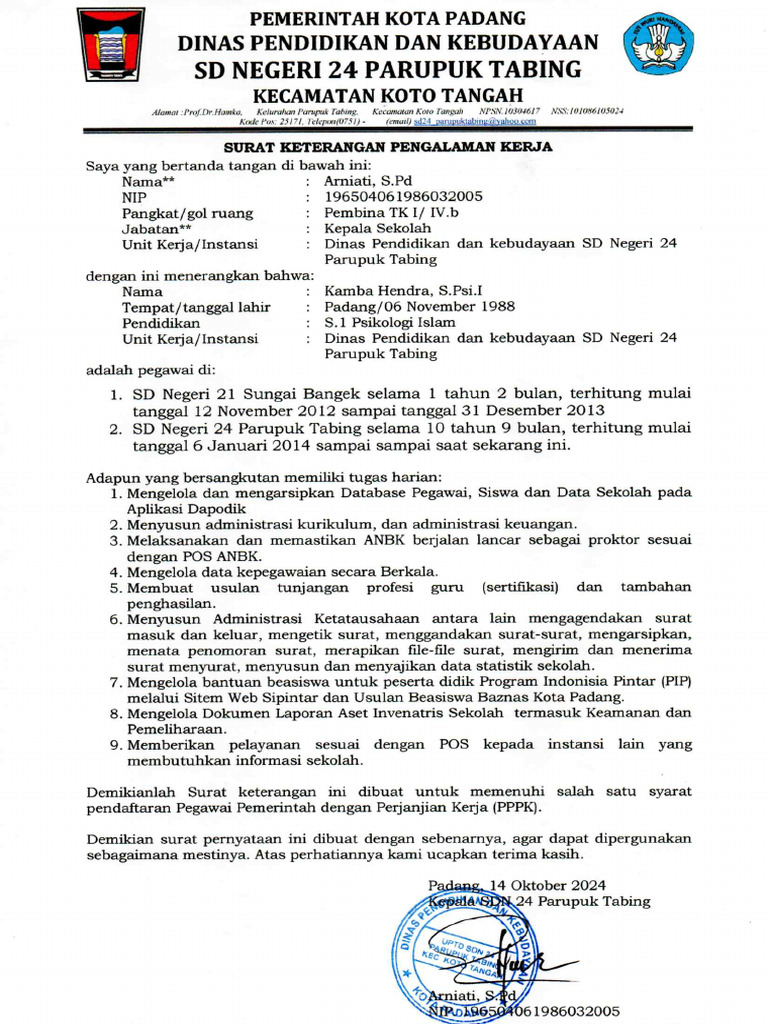 Pengalaman Kerja Kamba Ok | PDF