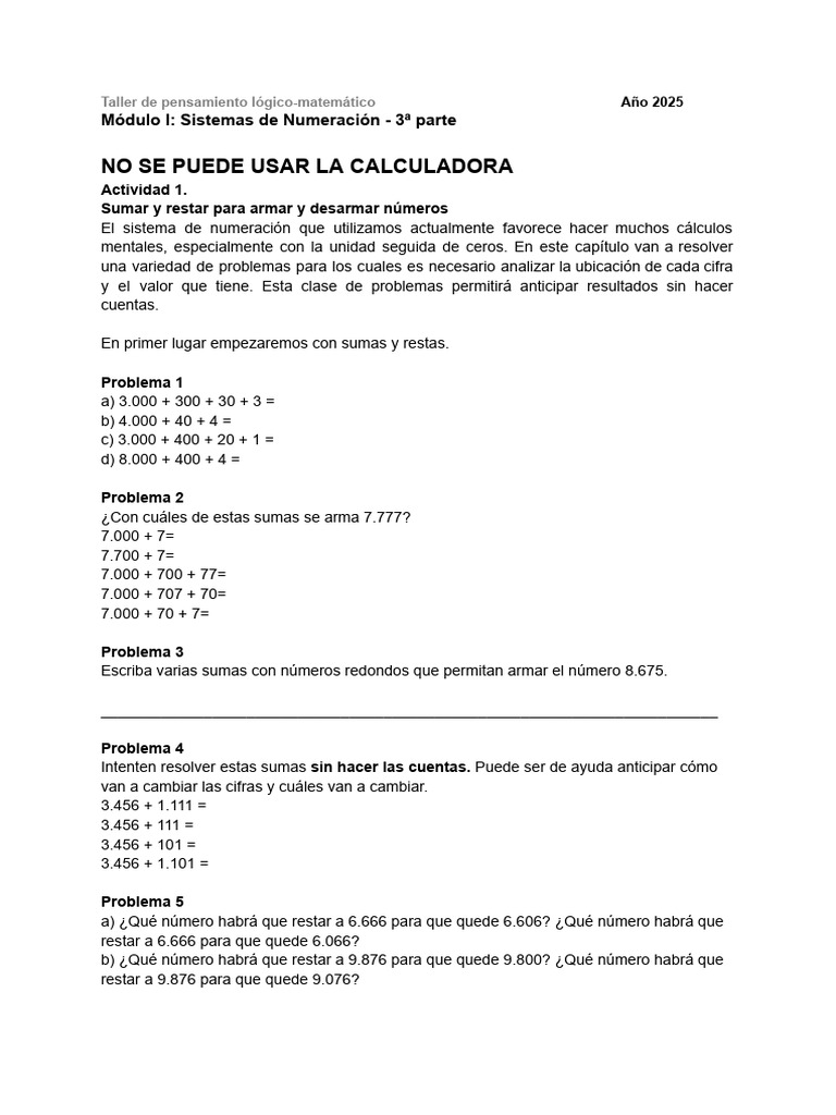 TAREA 3 Sistema de Numeraci-N NO SE PUEDE USAR LA CALCULADORA | PDF | Moneda | Billete de banco