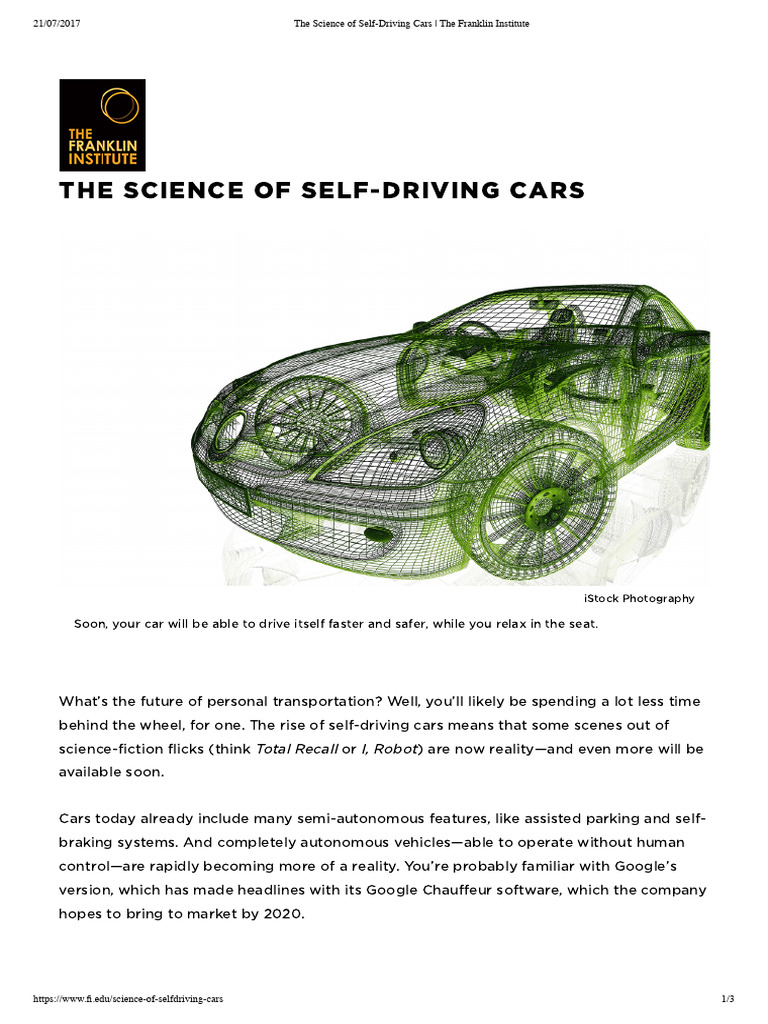 The Science of Self-Driving Cars - The Franklin Institute | PDF